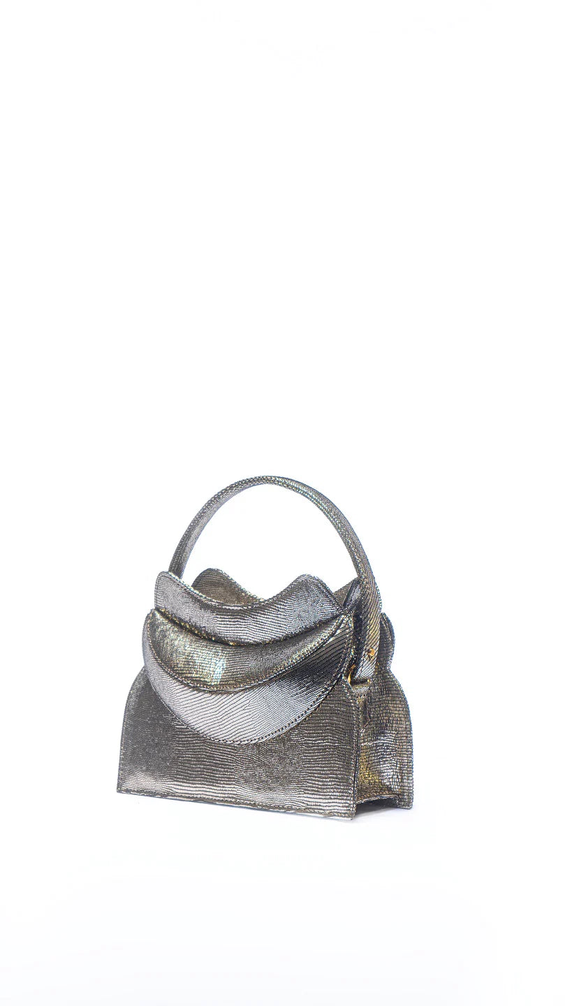 Dada Pedon Luna Silver Sand Sparkle Zipper Handbag | African Fashion ...