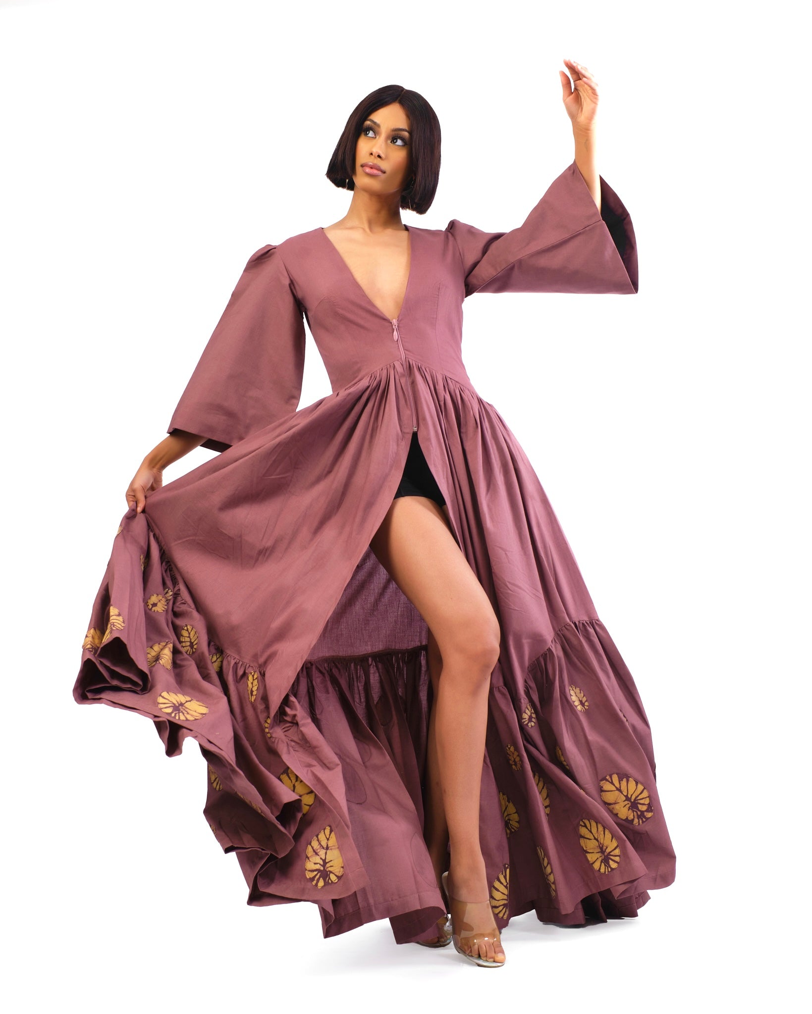 Admiration Jacket-Dress Burgundy | Versatile African Fashion – ADJOAA