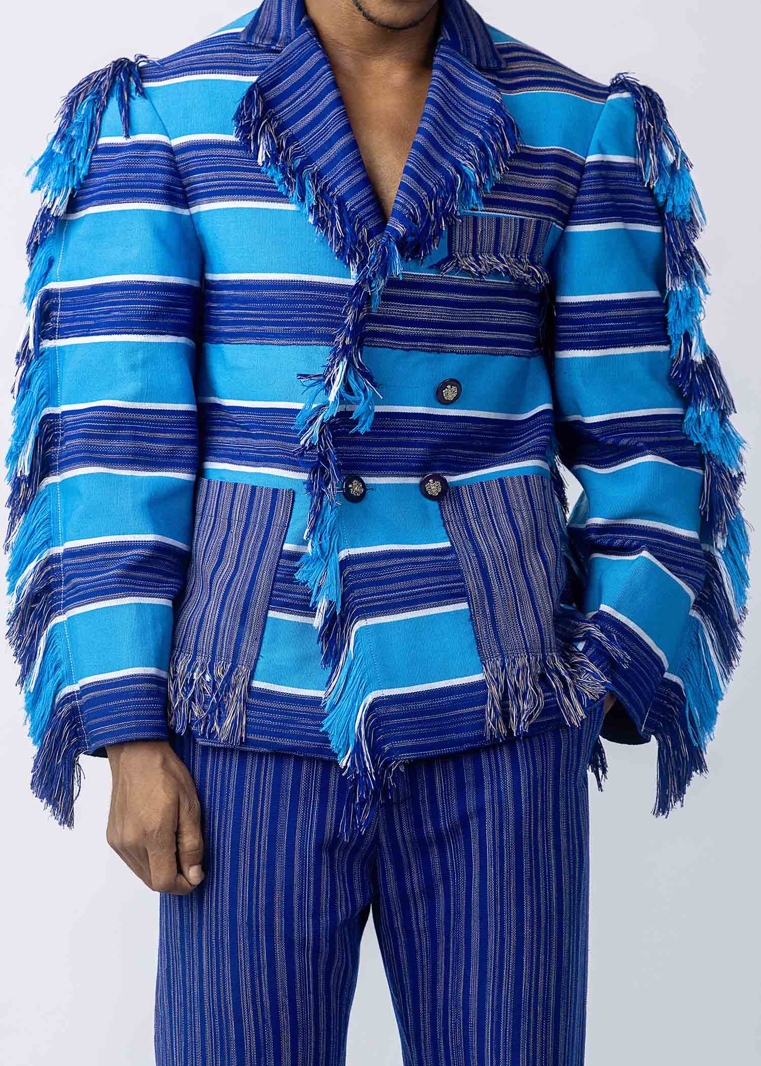 Busumuru Double Breasted Jacket - Blue | BOYEDOE | ADJOAA