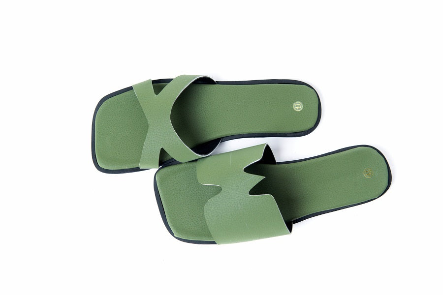 Maxine Olive Green Leather Sandal – ADJOAA